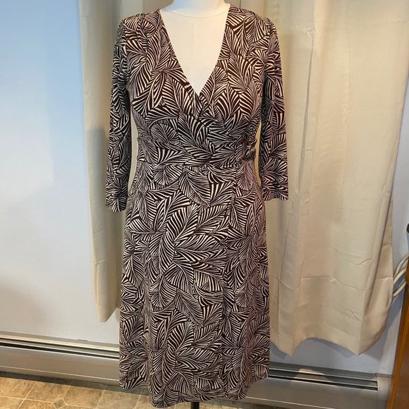 Sigrid Olsen | Dresses | Sigrid Olsen Leaf Print Wrap Front Midi Dress ...